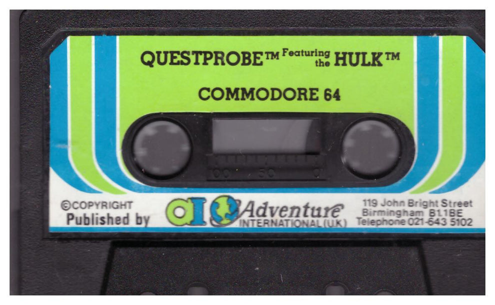 Questprobe Featuring The Hulk Tape Only for Commodore 64 from Adventur ...
